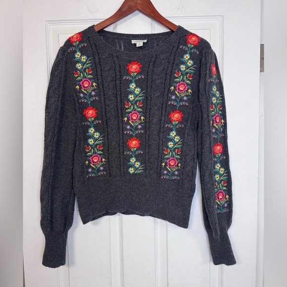 Sundance | Sweaters | Sundance Dark Gray Sweater With Colorful Floral ...
